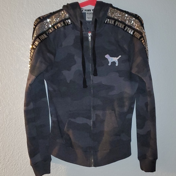 PINK Victoria's Secret | Tops | Camo Bling Zip Up Hoodie | Poshmark